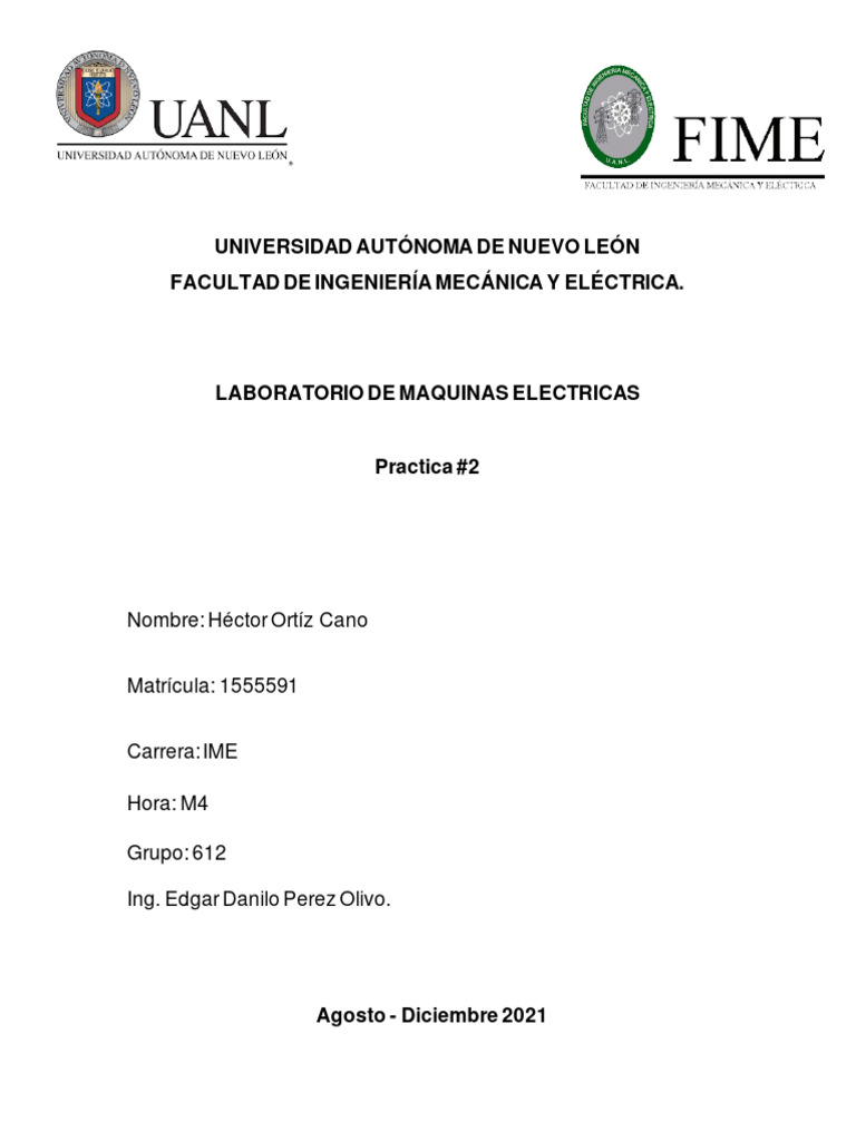 Práctica 2 Laboratorio De Máquinas Eléctricas Pdf