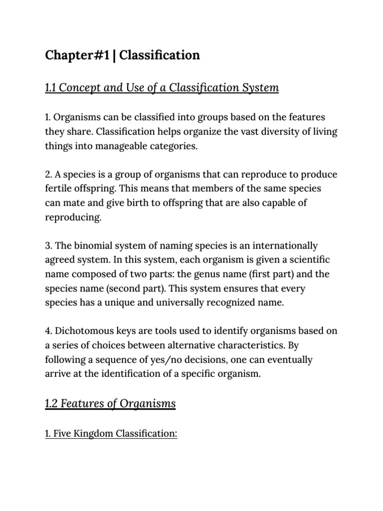 Chapter#1 - Classification | PDF | Organisms | Virus