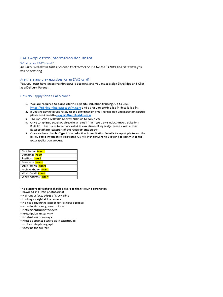 EACs Application Process | PDF