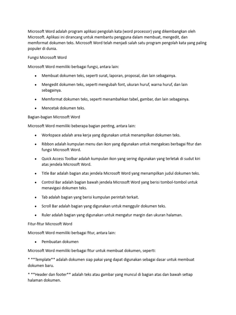 Microsoft Word Adalah Program Aplikasi Pengolah Kata | PDF