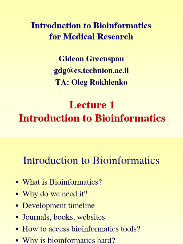 01-Introduction Bioinformatics | PDF | Bioinformatics | National Center For Biotechnology ...