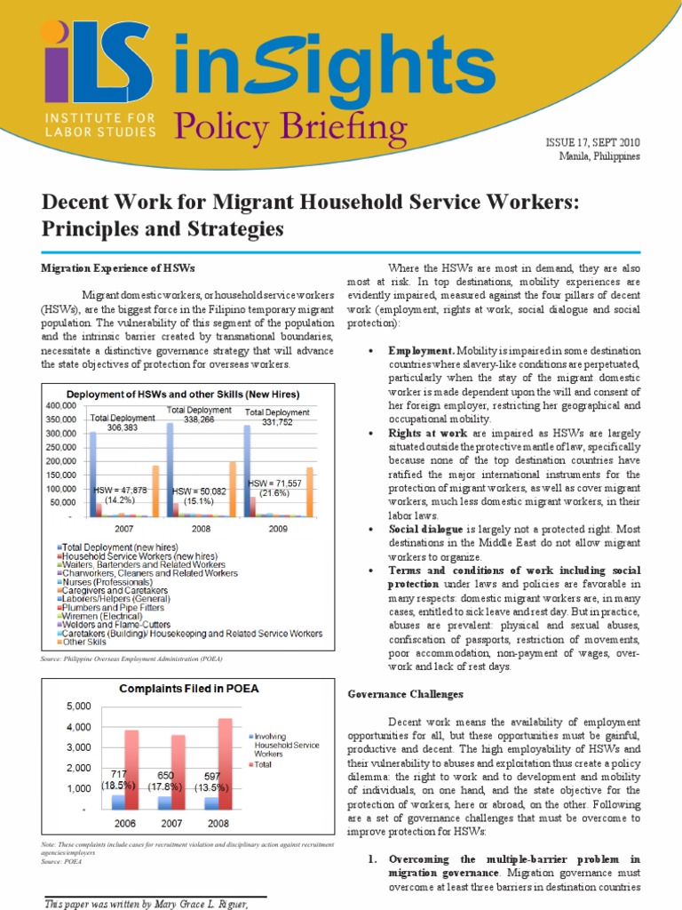 17 - Decent Work For HSW | PDF | Migrant Worker | Domestic Worker