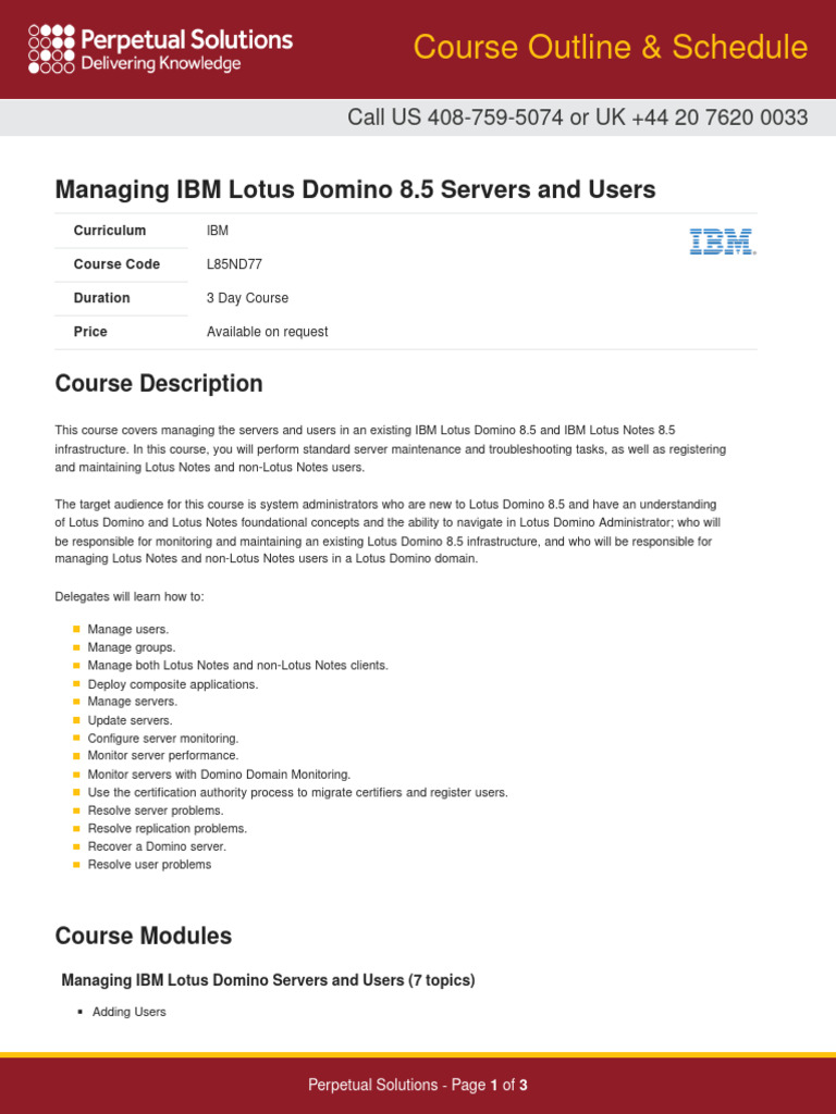 Managing IBM Lotus Domino 8.5 Servers and Users | PDF | Server (Computing) | Software Engineering