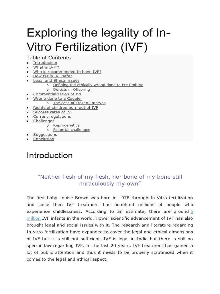 IVF Family Law I | PDF | In Vitro Fertilisation | Assisted Reproductive ...