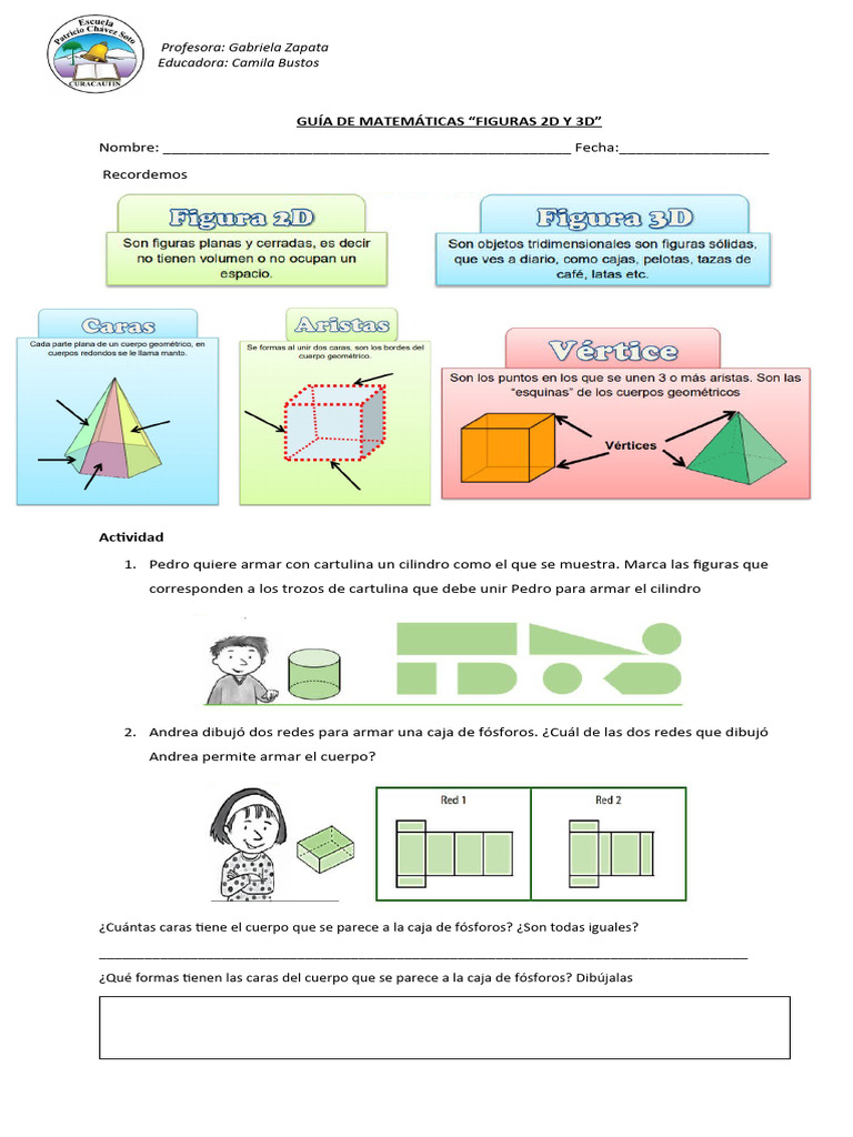 Guía de Matemáticas: Figuras 2D y 3D | PDF