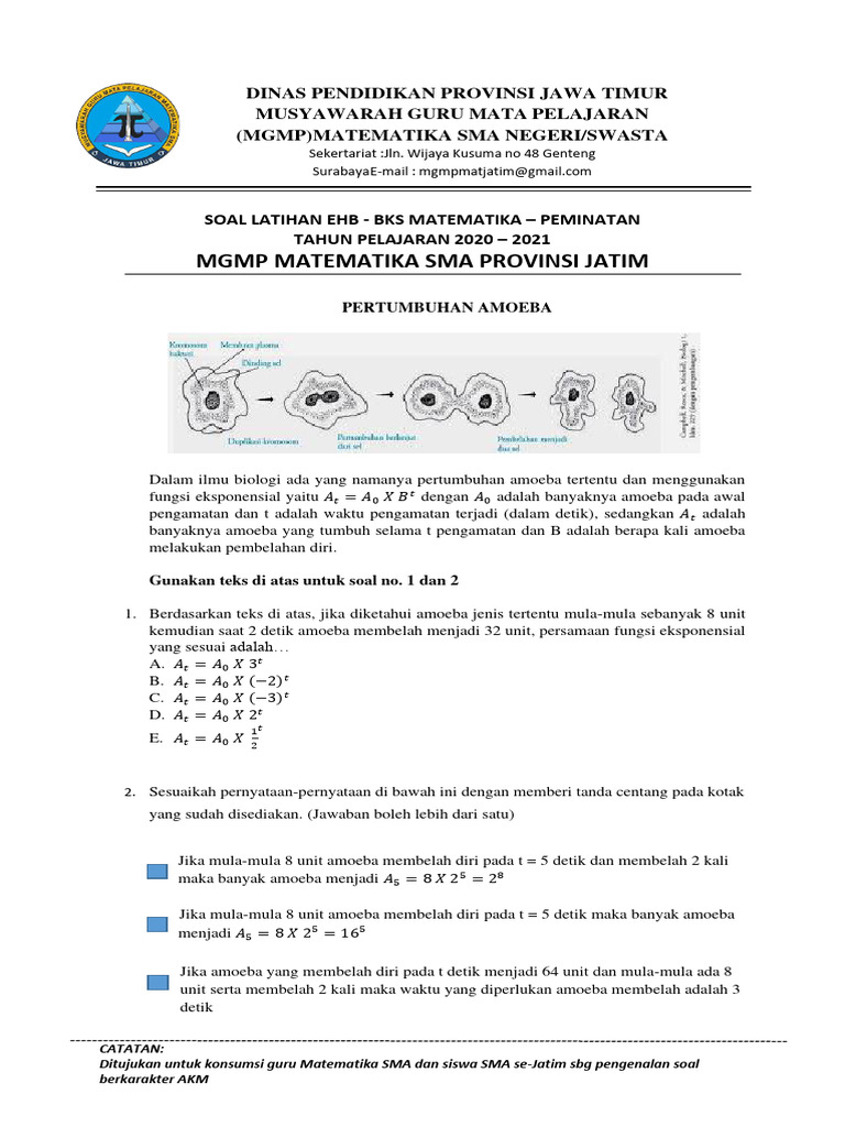 Latihan Soal Ehb2ks Matematika Ipa Peminatan Xii | PDF | Sains & Matematika