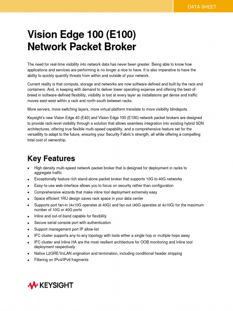 Vision Edge 100 (E100) Network Packet Broker | PDF | Load Balancing ...