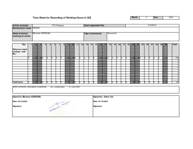 Timesheet PTX Pathways 30 09 2023 | PDF