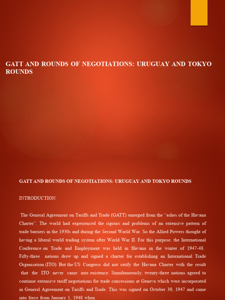 Gatt and Rounds of Negotiations | Download Free PDF | Uruguay Round ...