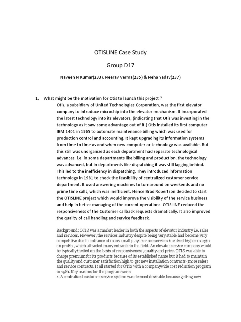 Otisline Case Study | PDF | Elevator | Business Economics