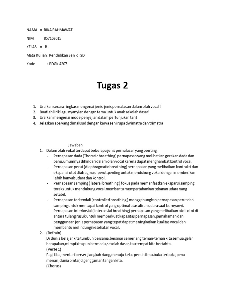 Pendidikan Seni Tugas Tutorial 2 | PDF