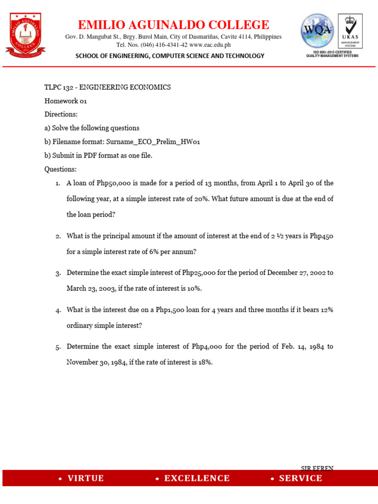 Prelim - ECO - Homework 01 - Sir Efren | PDF