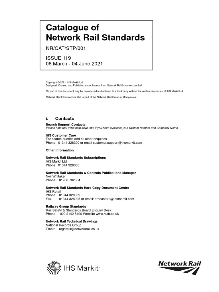 Catalogue of Network Rail Standards Issue 119 | PDF | Specification ...