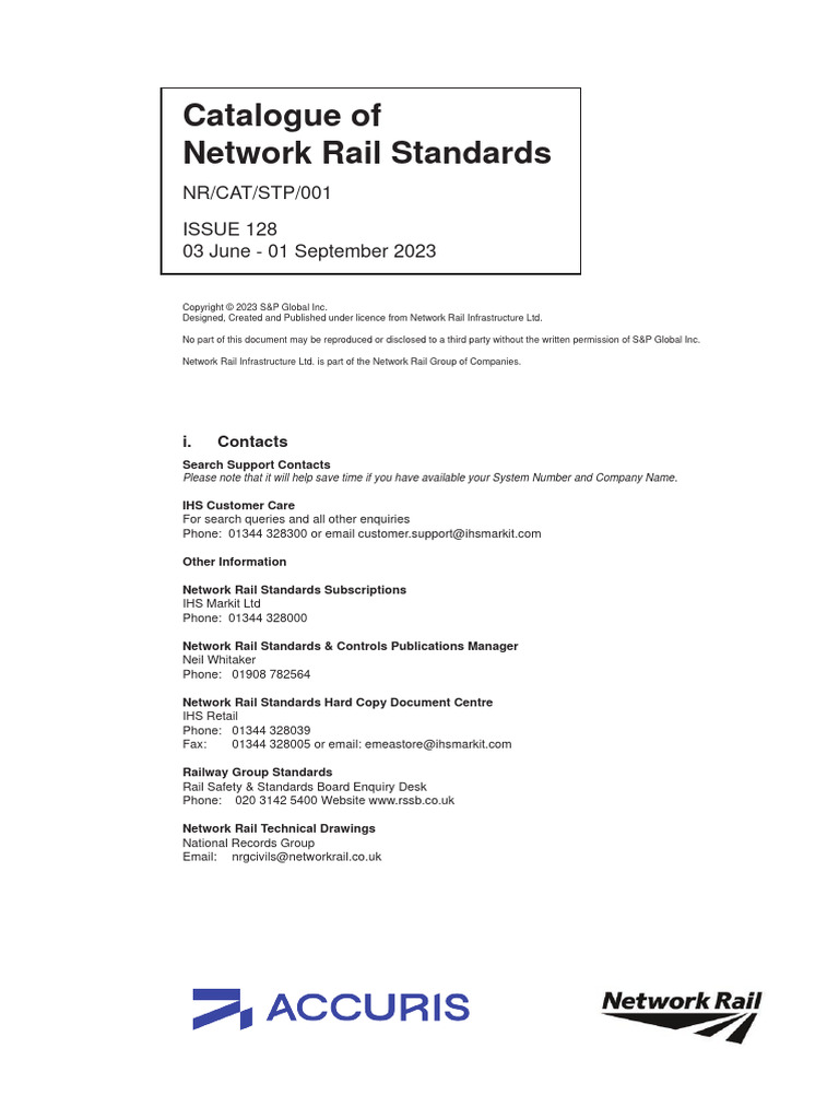 Catalogue of Network Rail Standards Issue 128 | PDF | Specification ...