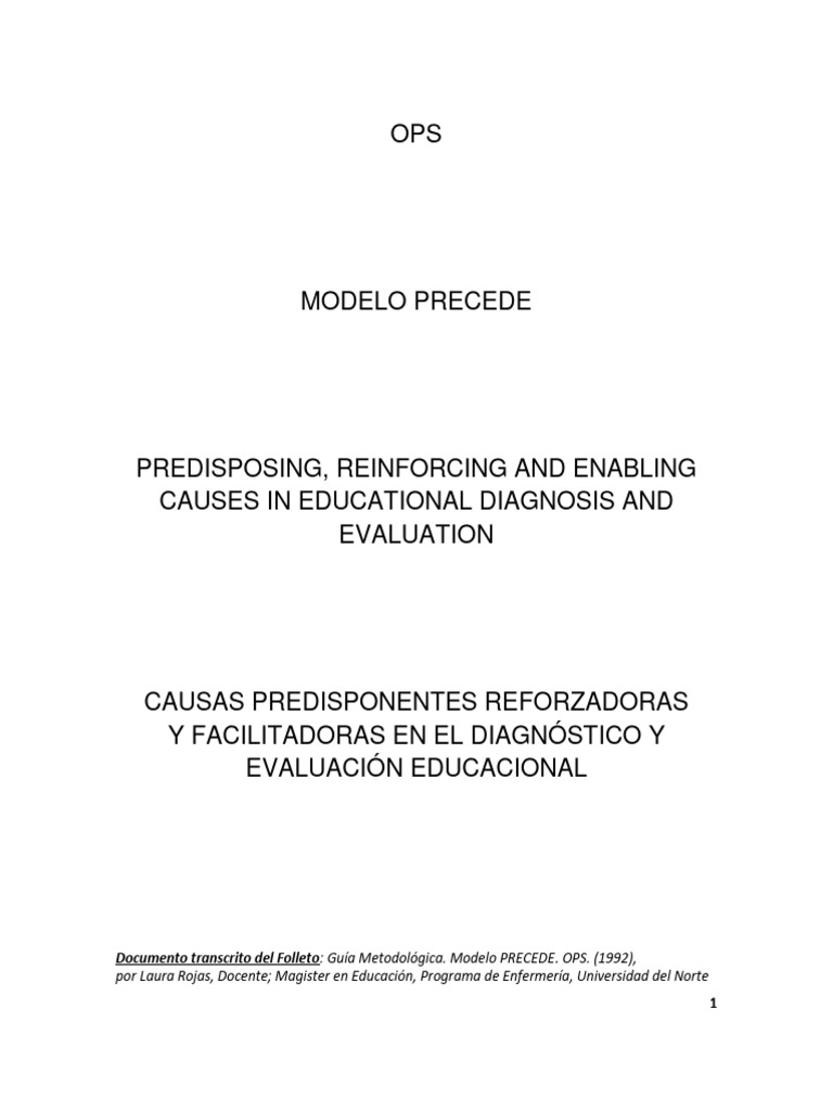 Ops - Modelo Precede 2018 | PDF | Comportamiento | Autoeficacia