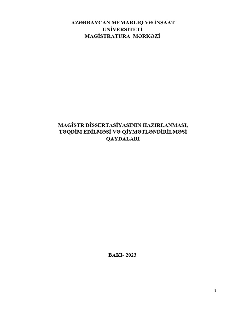 Dissertasiya-Yaz-Qaydas-2023 AzMİU | PDF