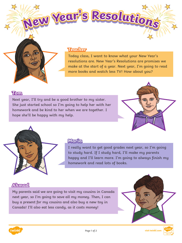 New Year Resolutions | Download Free PDF | English As A Second Or ...