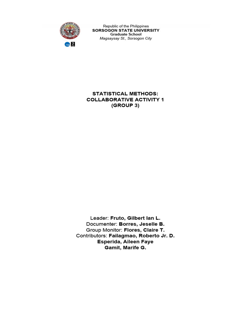 Group 3 Collab. Activity Stat 1 | PDF | Chart | Histogram