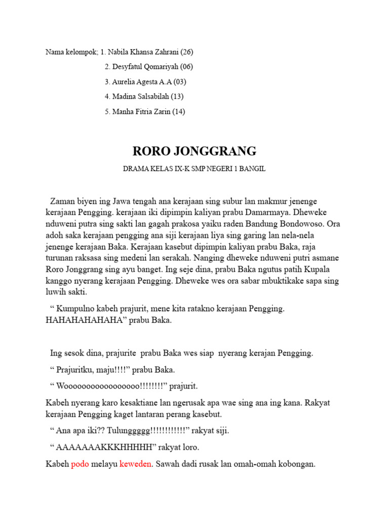 Roro Jonggrang | PDF