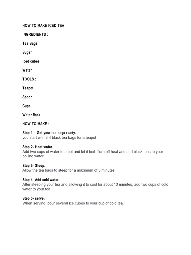 How To Make Iced Tea | PDF
