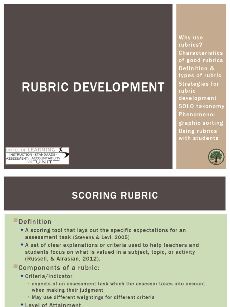 Rubric Development 1 | PDF | Rubric (Academic) | Educational Assessment
