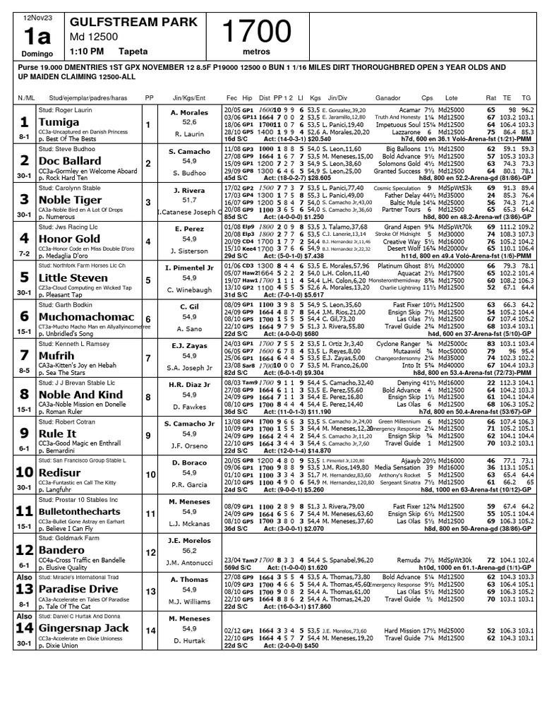 GP 20231112 | PDF | Horse Racing | Thoroughbred Racehorses