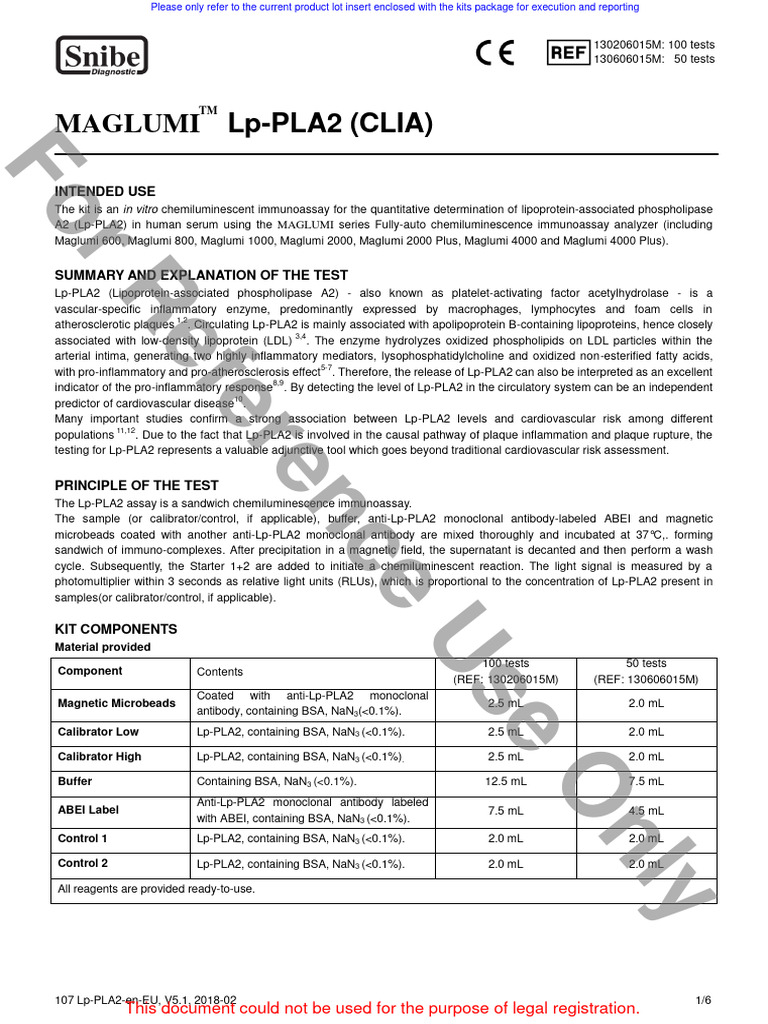 Lp-PLA2 Maglumi | PDF | Low Density Lipoprotein | Lipoprotein