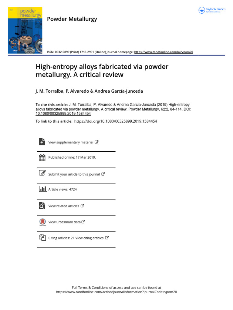 High Entropy Alloys Fabricated Via Powder Metallurgy A Critical Review ...