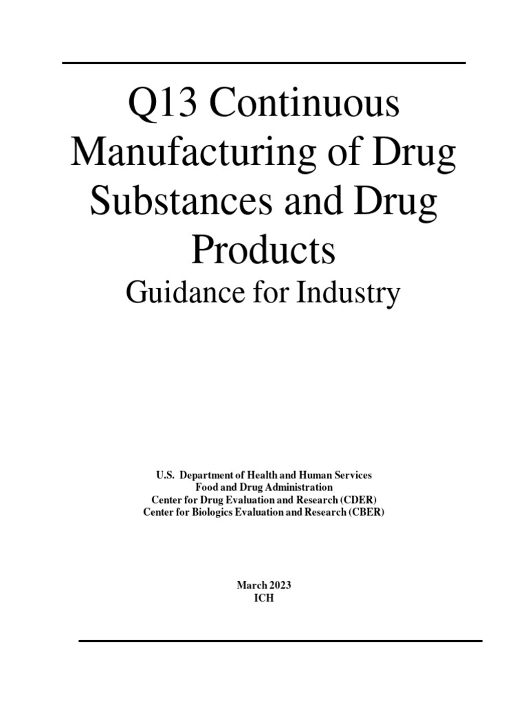 Q13 Continuous Manufacturing of Drug Substances and Drug Products | PDF | Conceptual Model ...