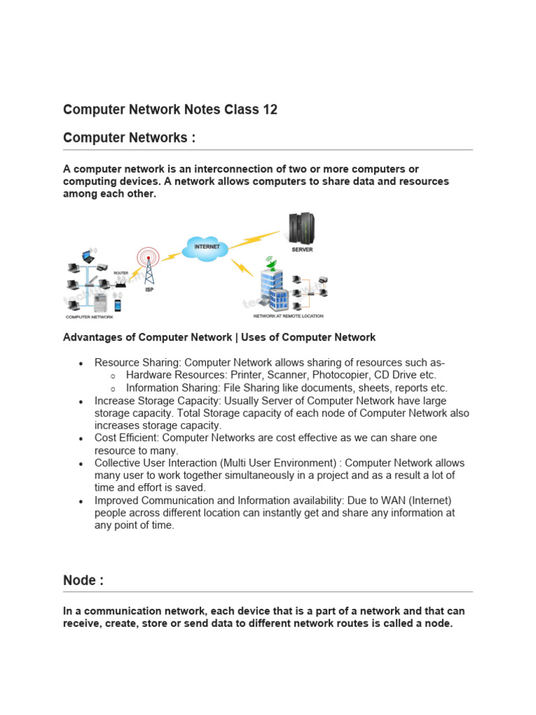 Computer Network Notes Class 12 Pdf Network Topology Computer Network