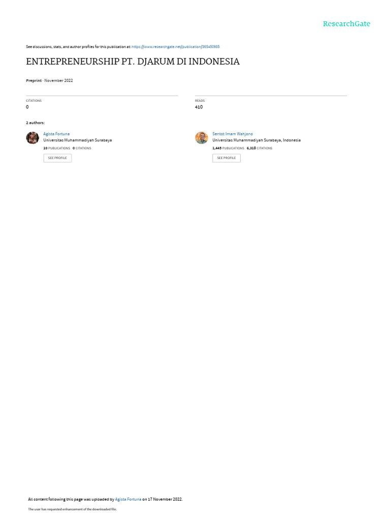 Entrepreneurship PTDjarumdi Indonesia | PDF