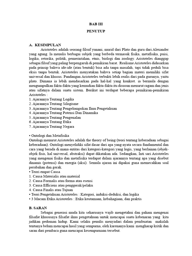 Bab Iii Penutup | PDF | Filsafat | Sejarah