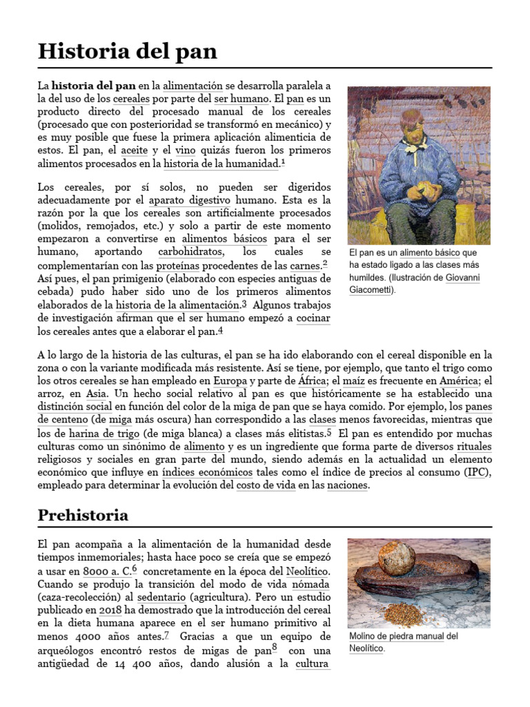 Historia Del Pan | Descargar gratis PDF | Panes | Costo de la vida