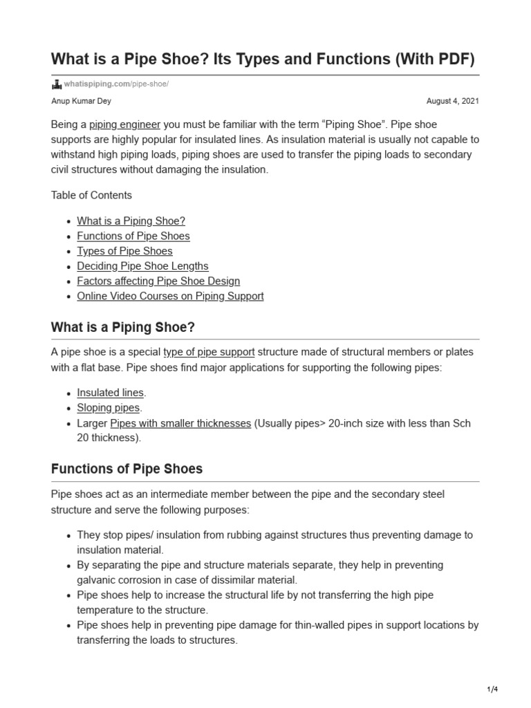 What Is A Pipe Shoe Its Types and Functions With PDF | PDF | Pipe ...