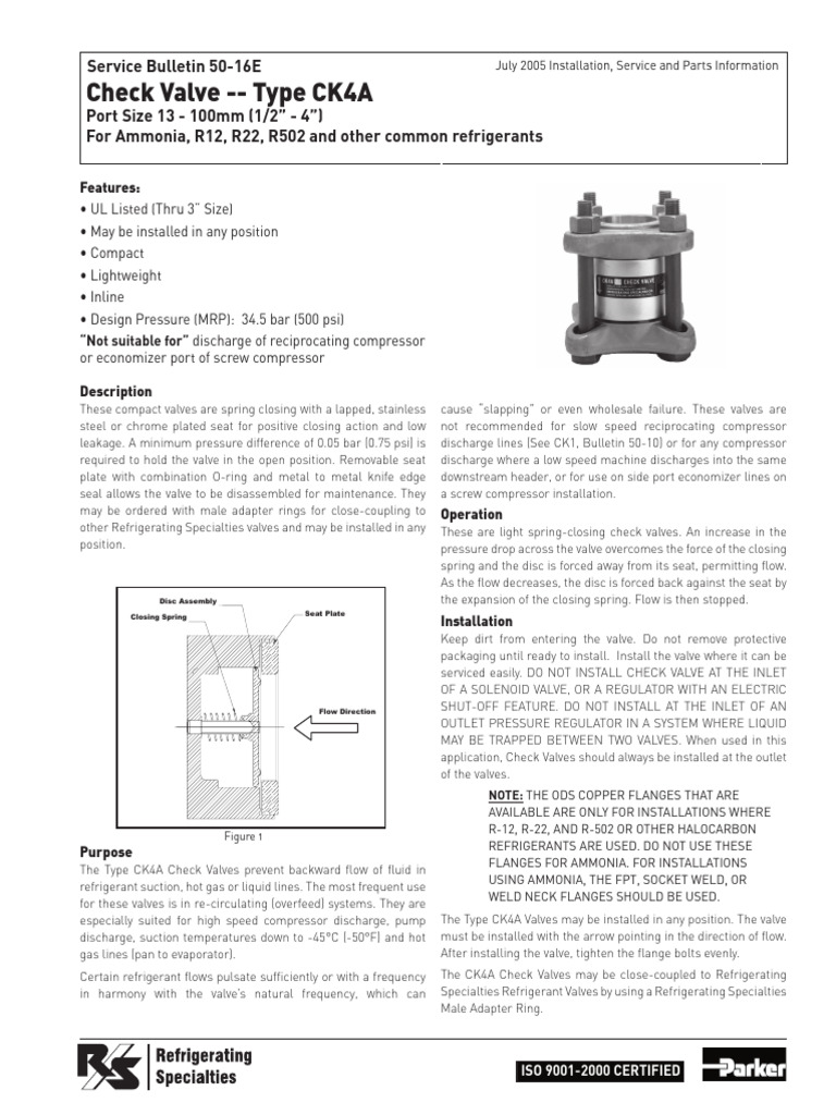 Check Valve - Type CK4A | PDF | Valve | Liquids