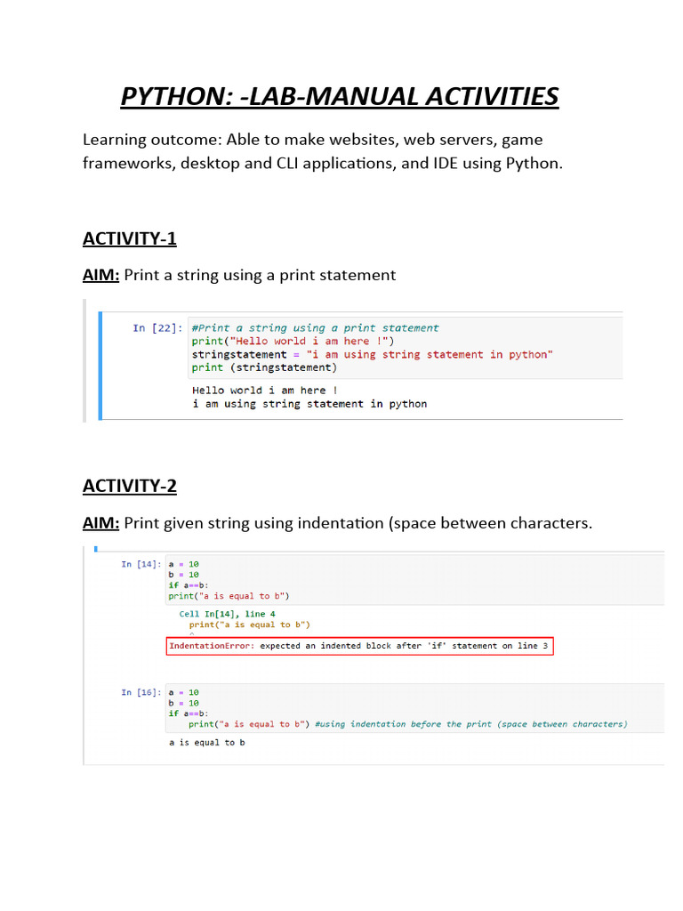 PYTHON Activities | PDF | Python (Programming Language) | Web Server
