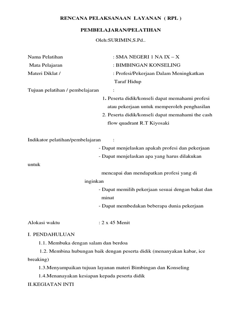 Contoh RPL Pekerjaan | PDF
