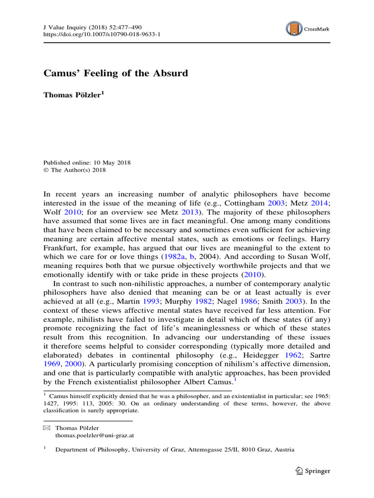 Camus' Feeling of The Absurd | PDF | Emotions | Experience