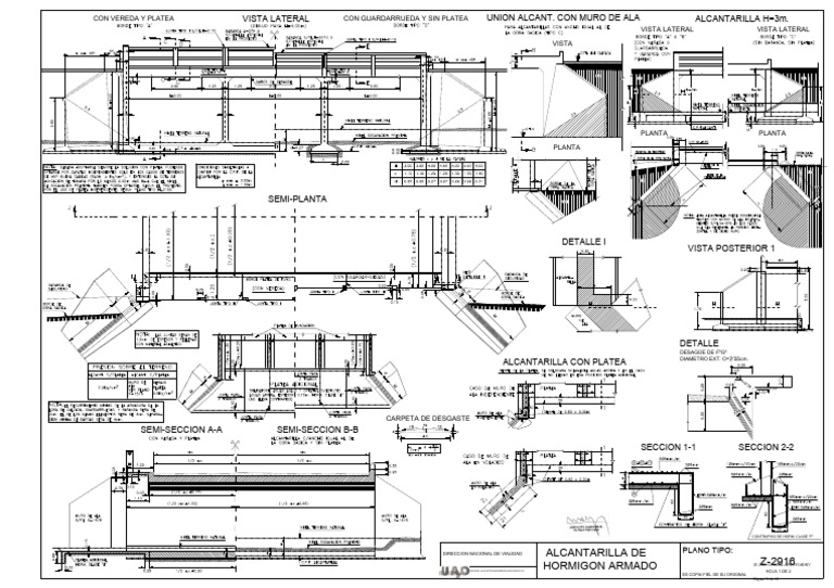 Alcantarilla de Hormigon Armado Z-2916: Union Alcant. Con Muro de Ala ...