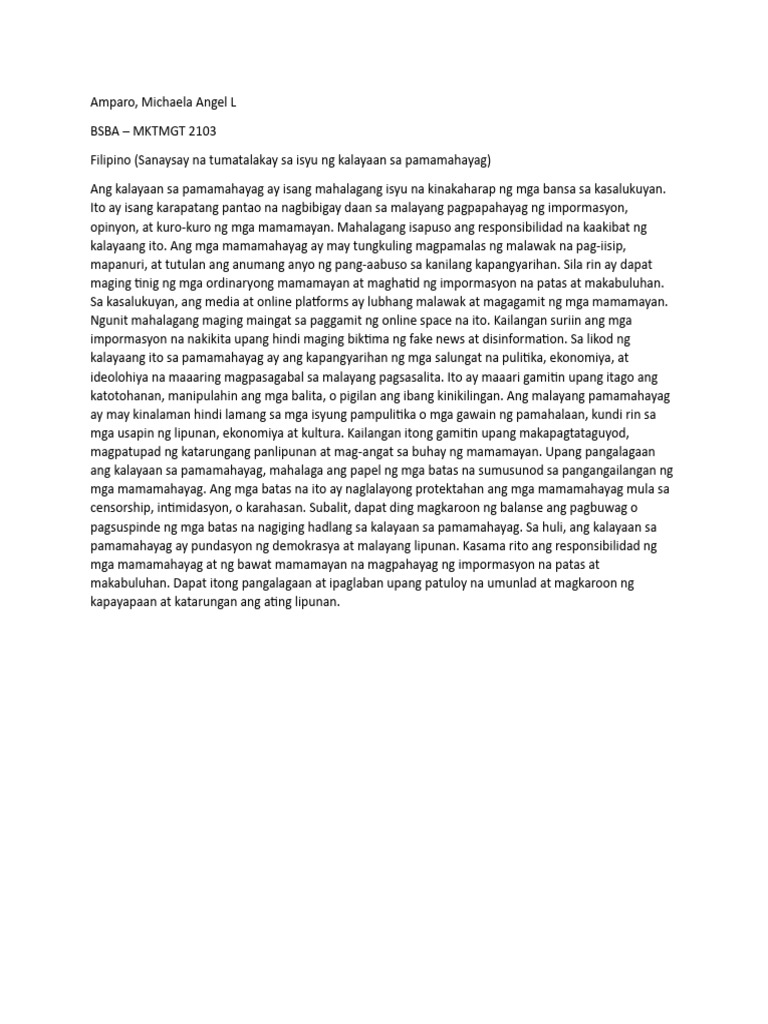 Filipino (Sanaysay) | PDF