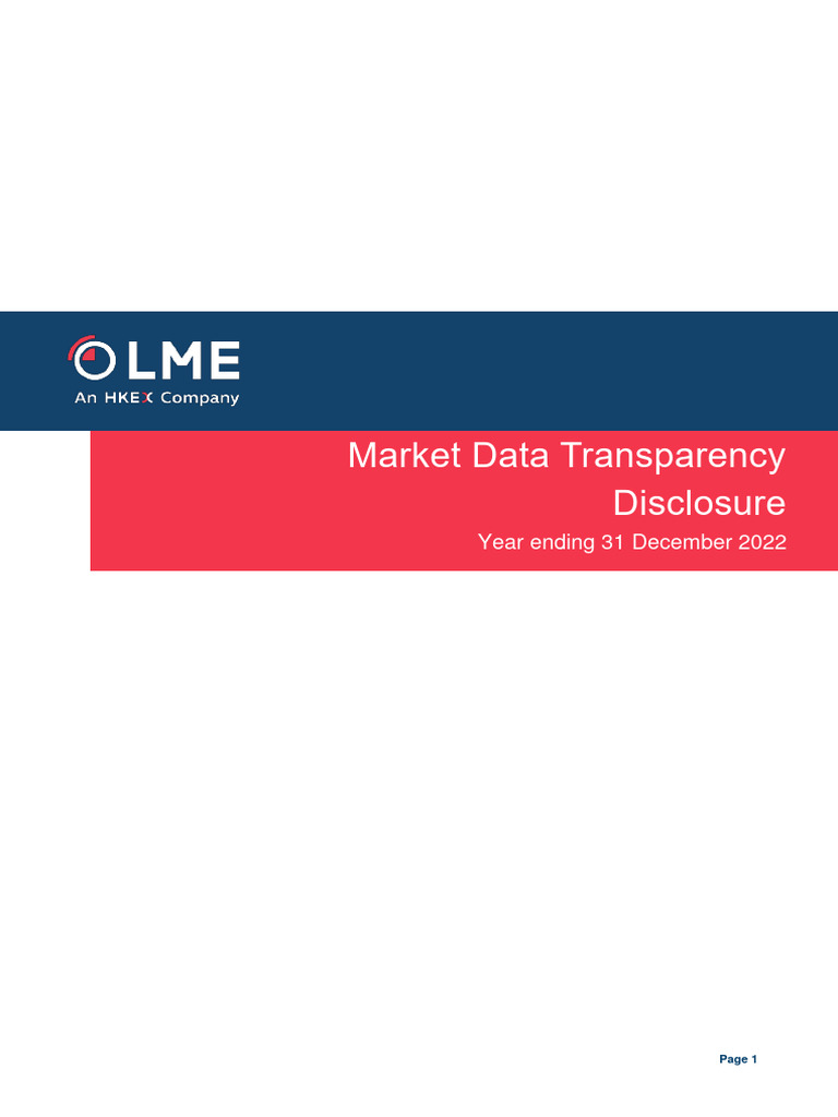 LME Market Data Transparency Disclosure 2022 | PDF | Market (Economics ...
