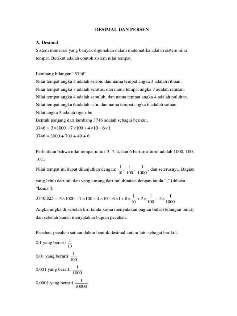 8 Desimal Dan Persen | PDF