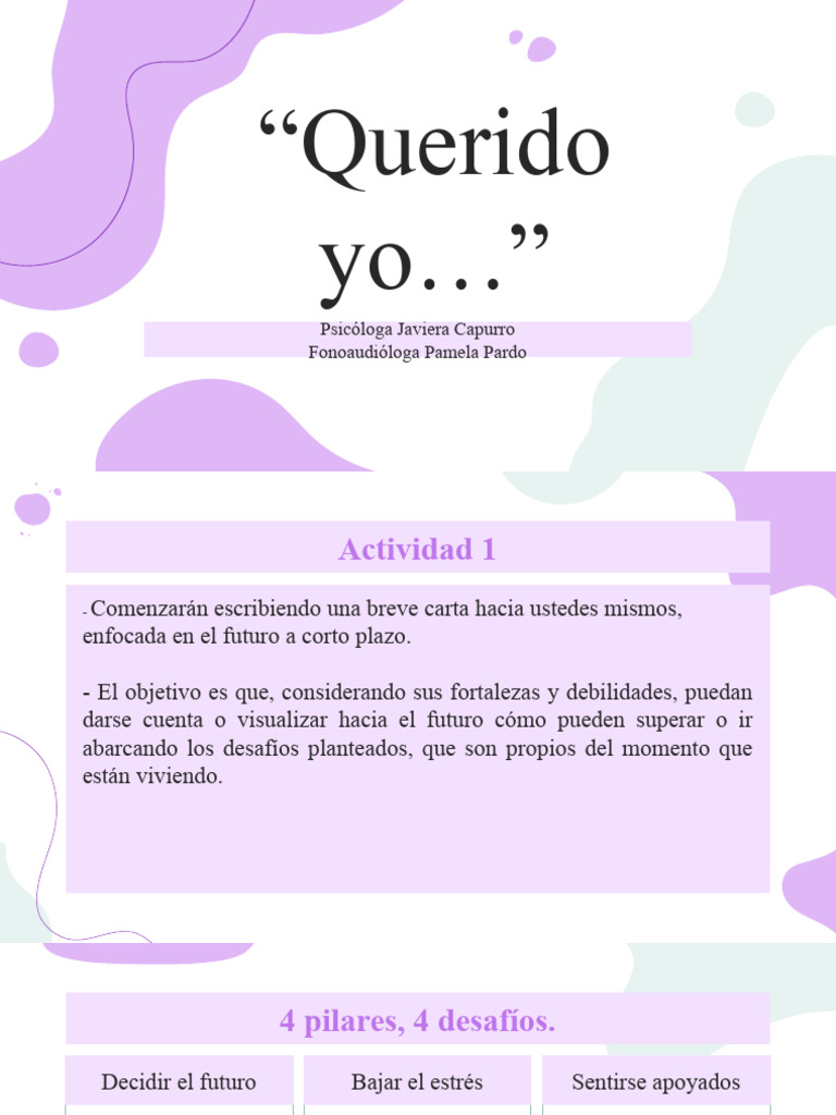 Querido Yo - Sesión 5 IV Medio | PDF | Autoestima | Sicología