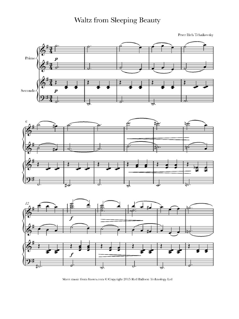 Sleeping Beauty Waltz Tchaikovsky | PDF