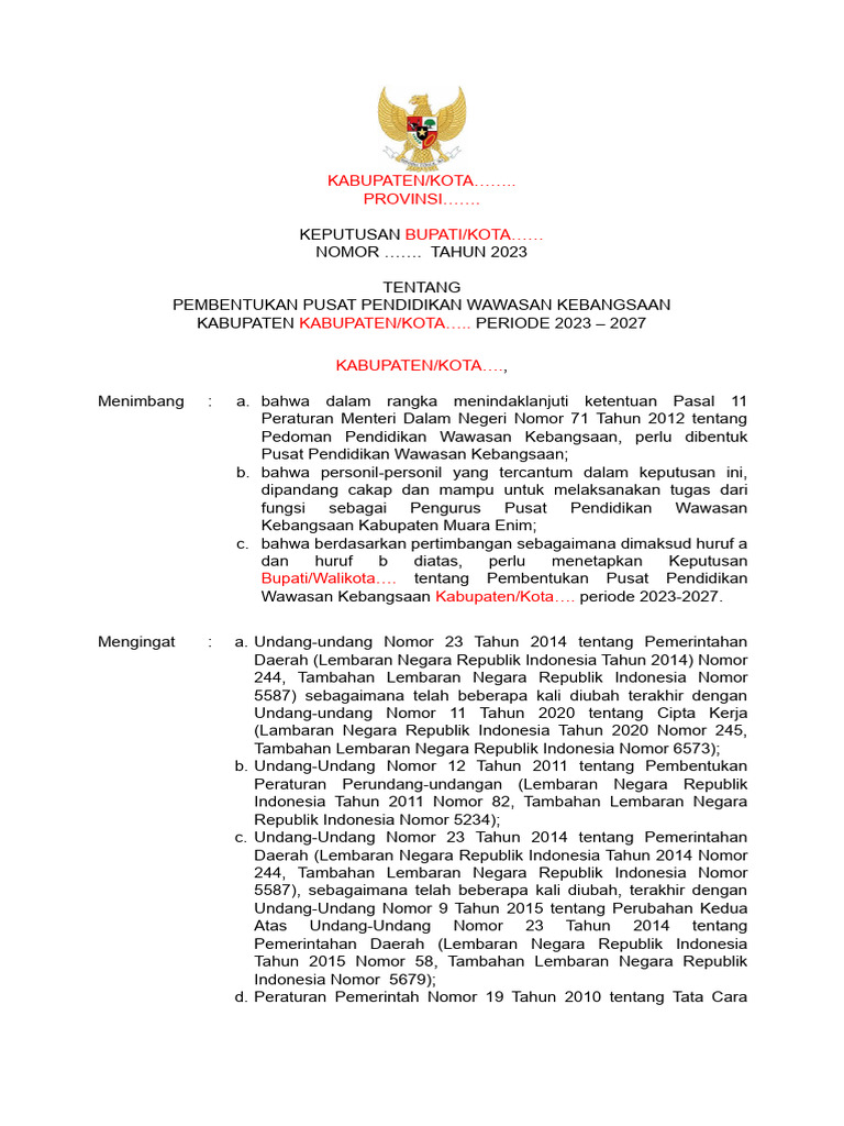 Master Draft SK PPWK | PDF