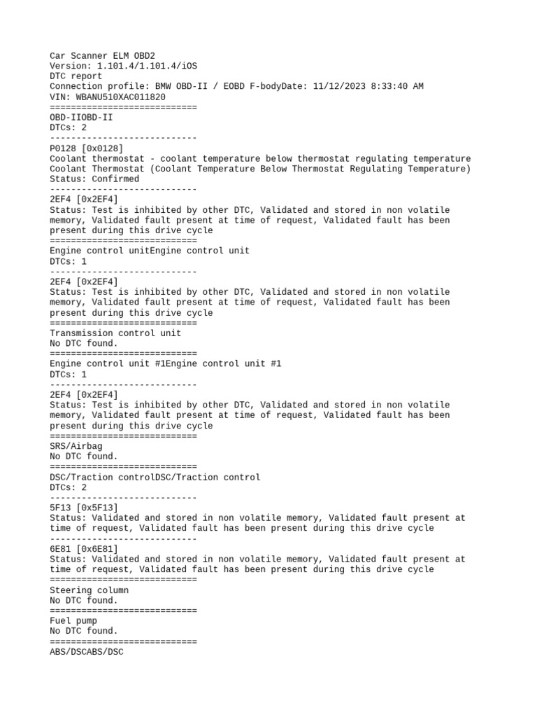 E60 Fault Codes 12:11:32 | PDF | Automotive Technologies ...