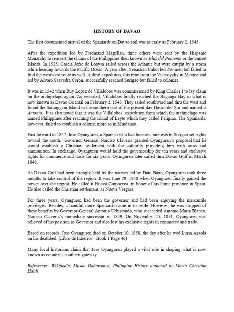 Oyanguren's Role in Davao's History | PDF | Philippines | Mindanao