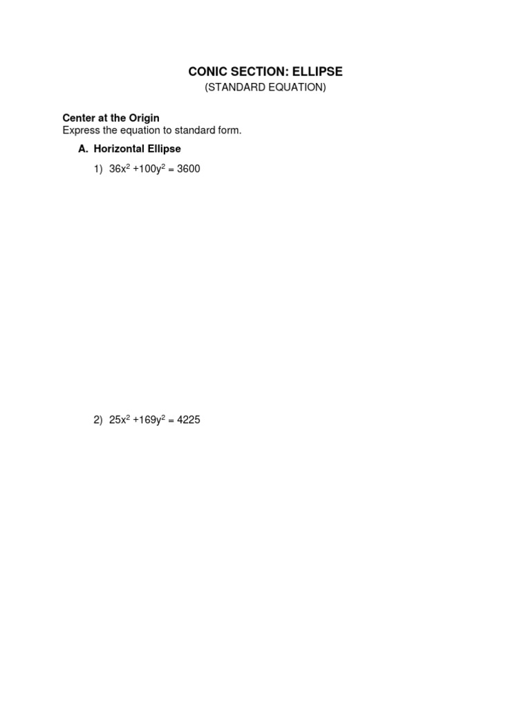 Conic Section - Ellipse | PDF