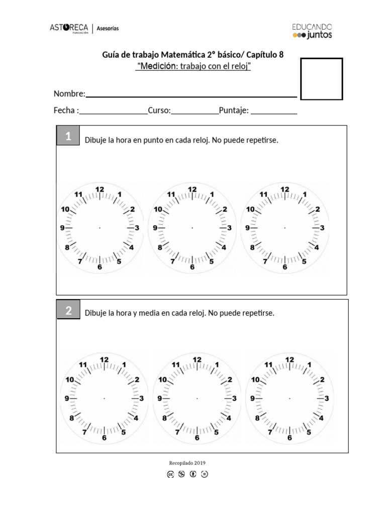 Guía de Medición: Reloj 2º Básico | PDF