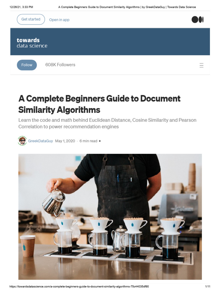 A Complete Beginners Guide To Document Similarity Algorithms - by GreekDataGuy - Towards Data ...